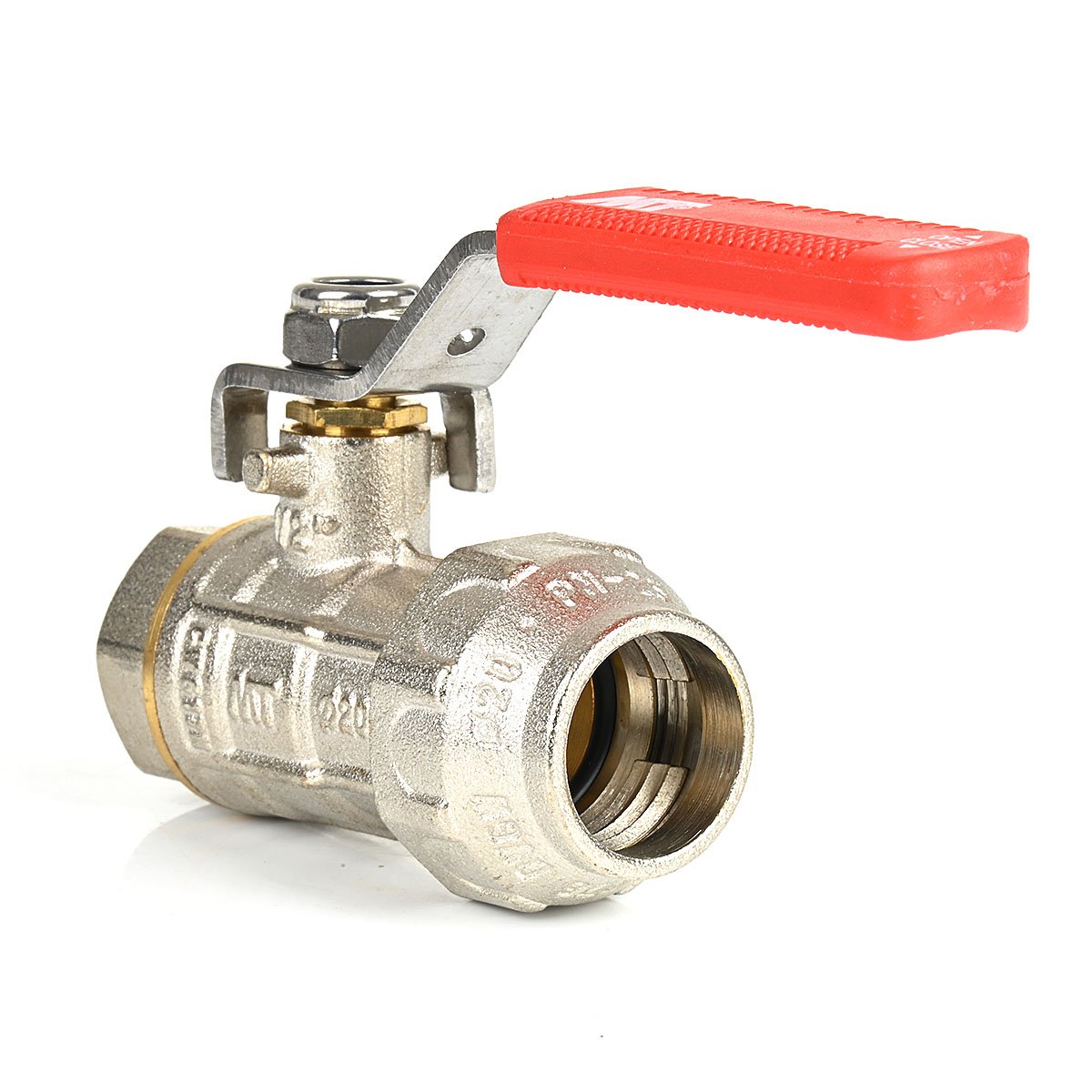 Messing Kugelhahn für PE-Rohr, Klemmmuffe x Innengewinde 25 mm x 3/4" (26,44 mm)