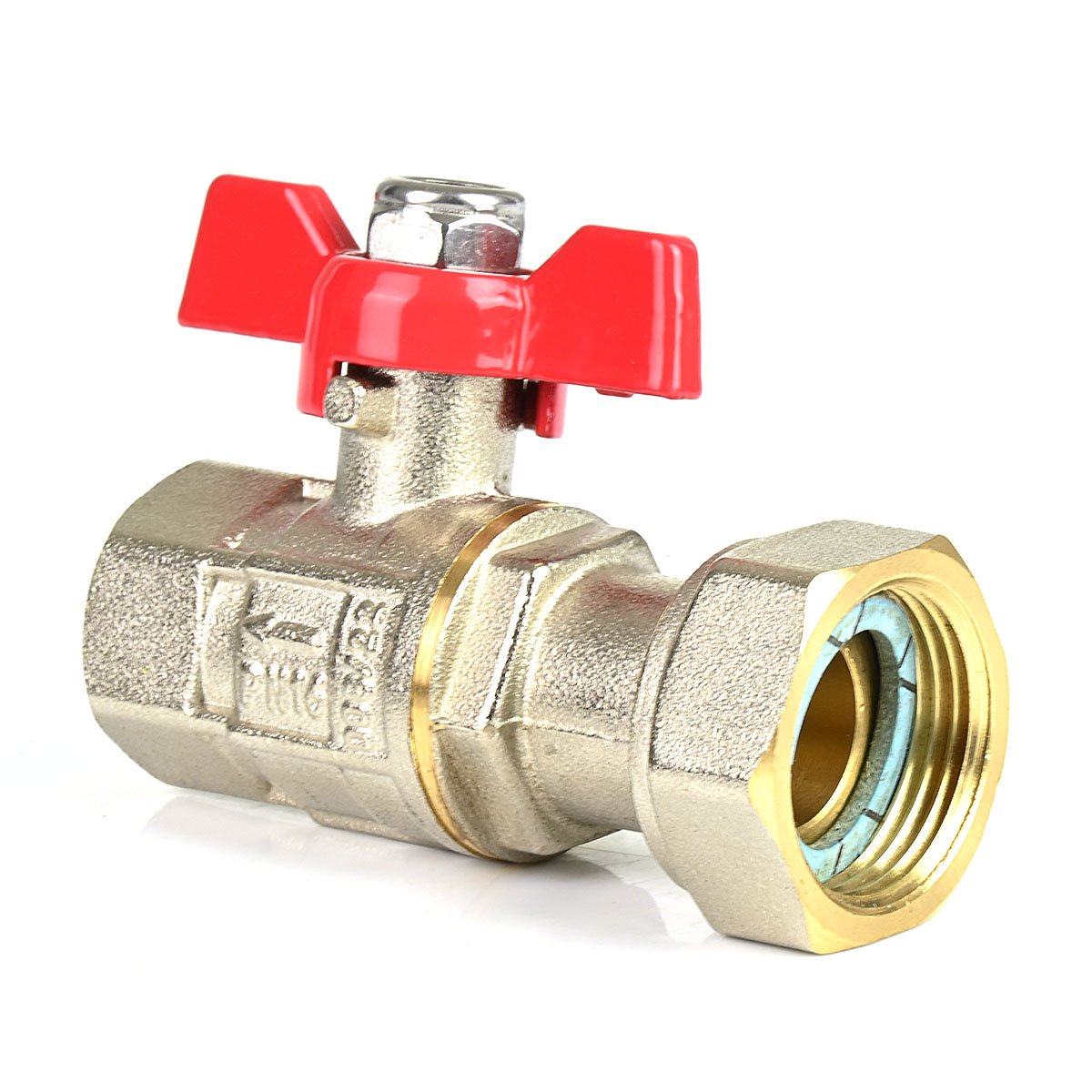 Messing Kugelhahn mit Rückschlagventil 2x Innengewinde 1/2" x 3/4"